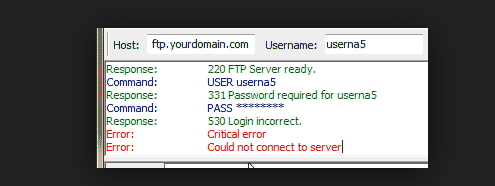 Getting error while connecting through FTP